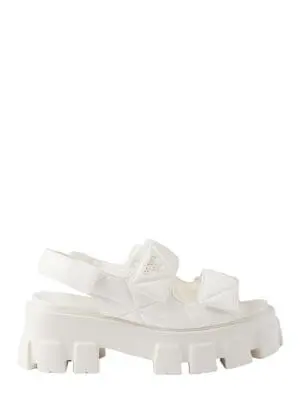 PRADA Prada Quilted Logo Flatform Sandals