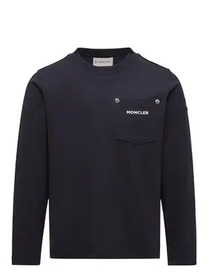 Moncler Long Sleeve Logo Pocket T-shirt - Navy Blue