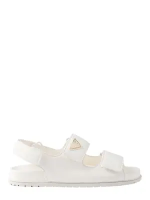 Prada Nappa Leather Sandals With Enamel Triangle Logo - Ivory