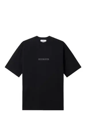 Stone Island Regular-fit T-shirt With Rubberised Appliqu - Black