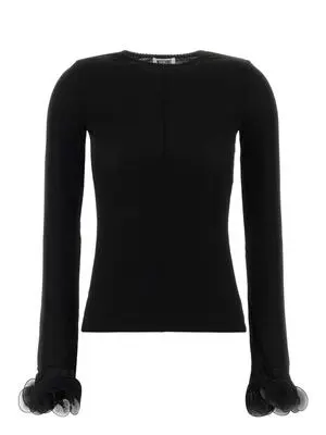 Moschino Long-sleeve Knit Top With Decorative Cuffs - Black