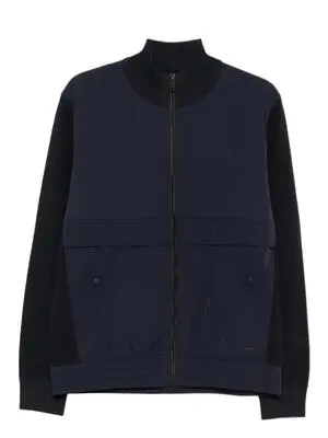 Hugo Boss Knitted-panel Zip-up Jacket - Black