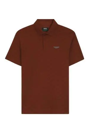 Hugo Boss Logo-plaque Polo Shirt - Dark Brown