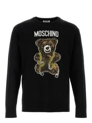 Moschino Teddy Bear Embroidered Long-sleeve Sweater - Black