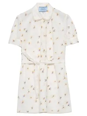 PRADA Prada Floral Print Poplin Mini Dress