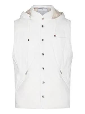 Brunello Cucinelli Hooded Down Gilet - White