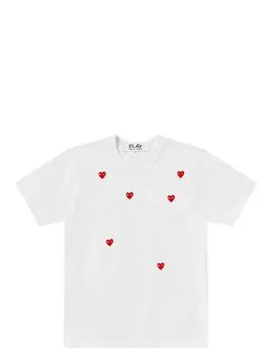 Play Comme Des Garcon Scattered Hearts Cotton T-shirt - White