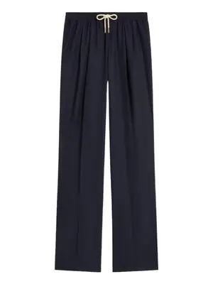 Celine Drawstring Trousers In Cashmere Flannel - Navy