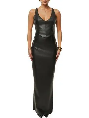 JLUXLABEL Tate Crop Faux Leather Tank - Black