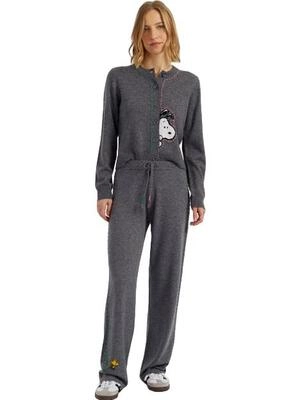Chinti & Parker Wool-cashmere Peanuts Stripe Wide Leg Track Pants - Grey