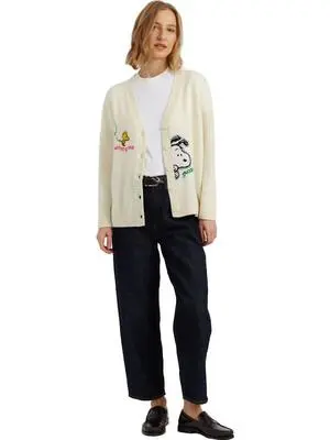 Chinti & Parker Wool-cashmere Snoopy Embroidered Cardigan - Cream