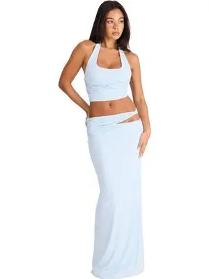 SASHA THERESE Violette Maxi Skirt With Cutout Detail - Blue