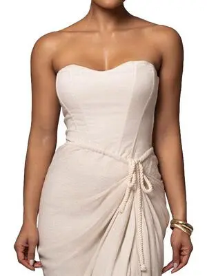 JLUXLABEL One-shoulder Draped Corset Top - Natural