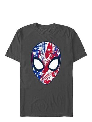 MARVEL: SPIDER-MAN Marvel Spider-man Americana Spidey Mask Graphic T-shirt - Charcoal