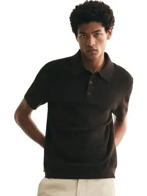 H&m Regular-fit Knit Polo Shirt - Dark Brown