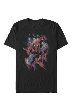 MARVEL: SPIDER-MAN Spidey Americana Pose Short Sleeve Graphic T-shirt - Black