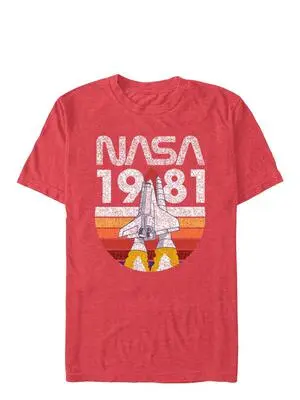 NASA Distressed Logo Sunset T Shirt - Red Heather