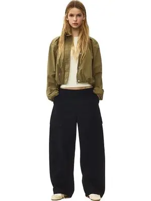 H&m Barrel-leg Cargo Pants In Cotton Twill - Black