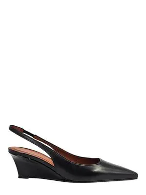 MADISON MAISON Loux Wedge Slingback In Leather - Black