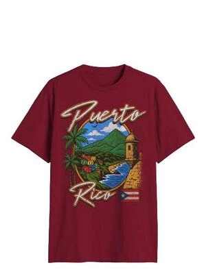 LOST GODS Caribbean Island Graphic T-shirt - Cardinal