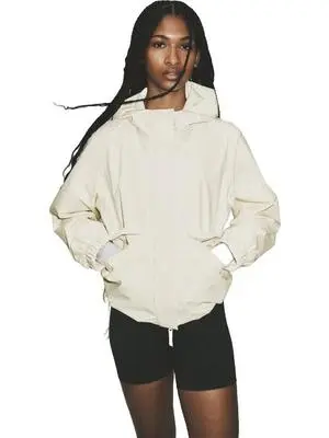 H&m Waterproof Hooded Sports Rain Jacket - Cream