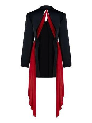 UCHÈ Oversized Satin Jacket With Detachable Floor-Length Scarf