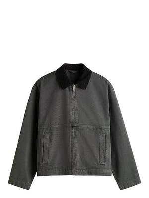 H&m Workwear Jacket With Corduroy Collar - Dark Gray
