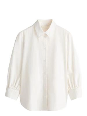 H&M Balloon-sleeved Cotton Shirt - Cream