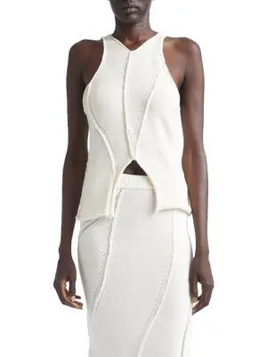 AISLING CAMPS Eddy Cotton Blend Sweater Tank - Ivory