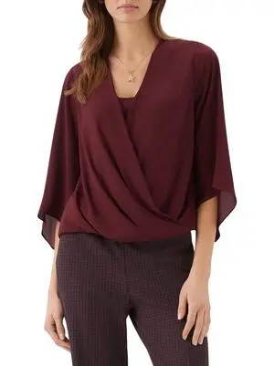 Karen Kane Draped Front Crossover Top - Wine