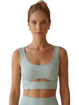 TRISKEL Peace Top With Square Neckline And Front Opening - Blue Ice