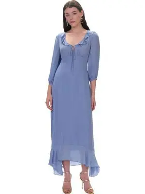 Rebecca Taylor Cecilia Ruffle Midi Dress - Cornflower
