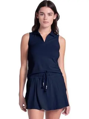 Lucky In Love Sleeveless Pima Cotton Polo - Navy