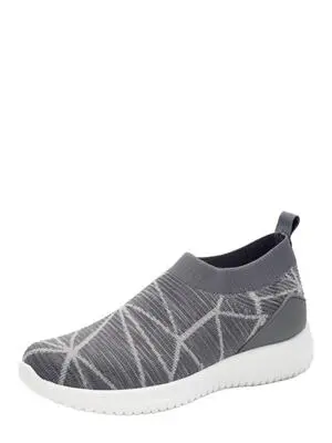 MIO MARINO Lightweight Geometric Knit Slip-on Sneakers - Gray