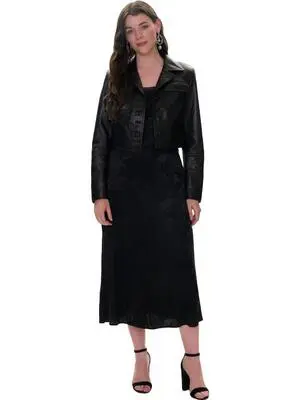 Rebecca Taylor Piper Cropped Leather Jacket - Noir