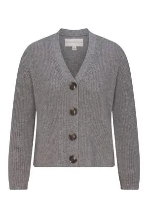 WILLIAMS ATHLETIC CLUB Emily Rib Cashmere Cardigan - Grey