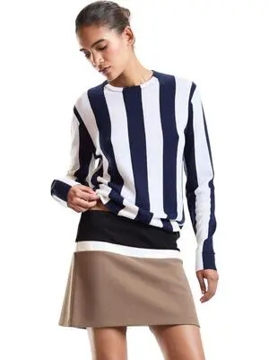 Cynthia Rowley Sideline Striped Pullover Sweater - Navy