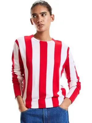 Cynthia Rowley Sideline Striped Pullover Sweater - Red