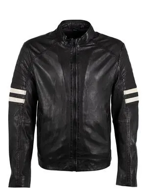 Mauritius Peter Leather Varsity Jacket - Black