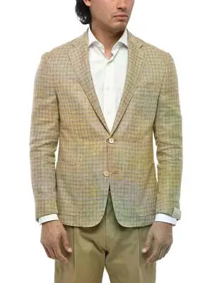 Corneliani Gingham Linen-blend Blazer - Yellow
