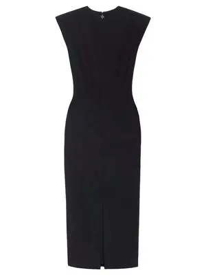 ANIYE BY Draped Padded-shoulder Midi Dress - Black