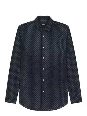 BOSS Geometric-print Long-sleeve Shirt - Blue
