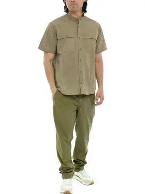 Woolrich Short-sleeve Band-collar Shirt - Green