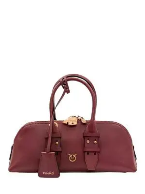 Pinko Leather Bowling Bag With Buckle Detail - Red