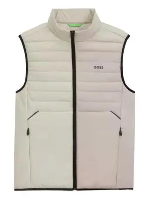 BOSS Quilted Gilet With Logo Detail - Neutrals