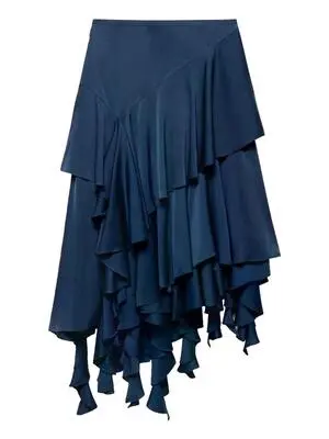 Shanghai Tang Asymmetric Tiered Skirt - Blue