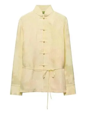 Shanghai Tang Jacquard Belted Shirt - Yellow