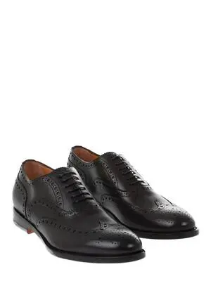 Santoni Brogue Leather Oxford Shoes - Brown