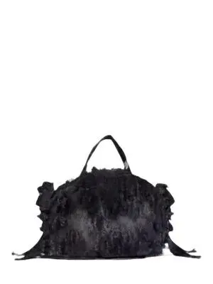 Simone Rocha Faux-fur Beaded Rosette Clutch Bag - Black