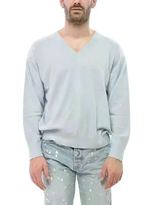 DUNST V-neck Sweater With Embroidered Logo - Blue